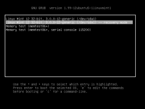 Recover your system with Single user mode in Linux Mint / Linux Mint 12 ...