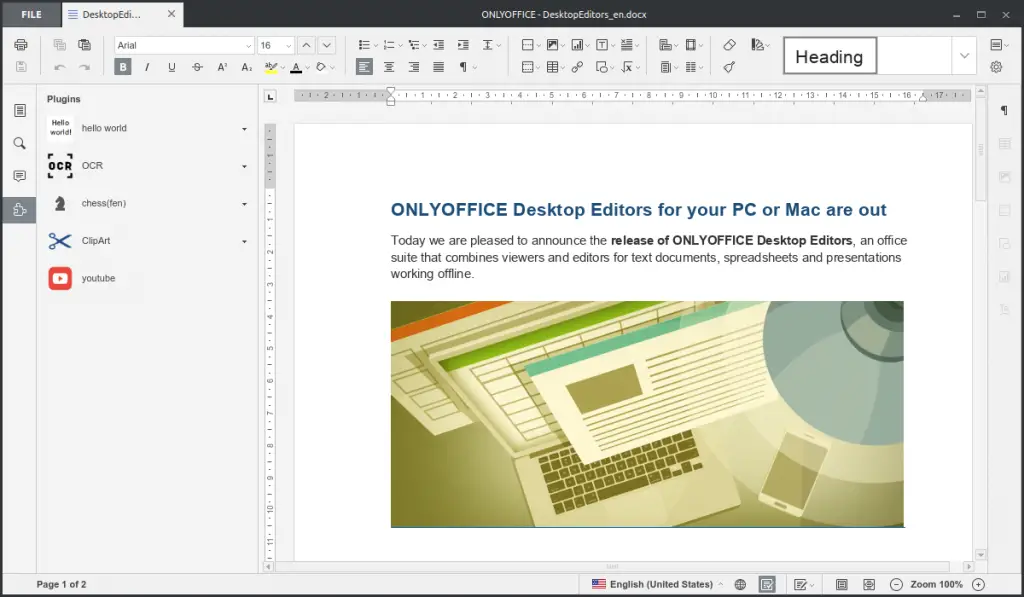 ONLYOFFICE Desktop Editors 4.1.2 Released - Install it on CentOS / RHEL - Add plugins to extend ...