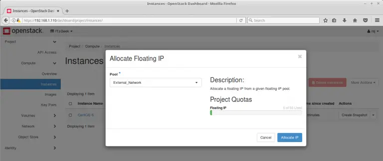 How to Launch an OpenStack Instance using Horizon Dashboard