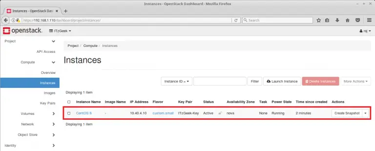 How to Launch an OpenStack Instance using Horizon Dashboard