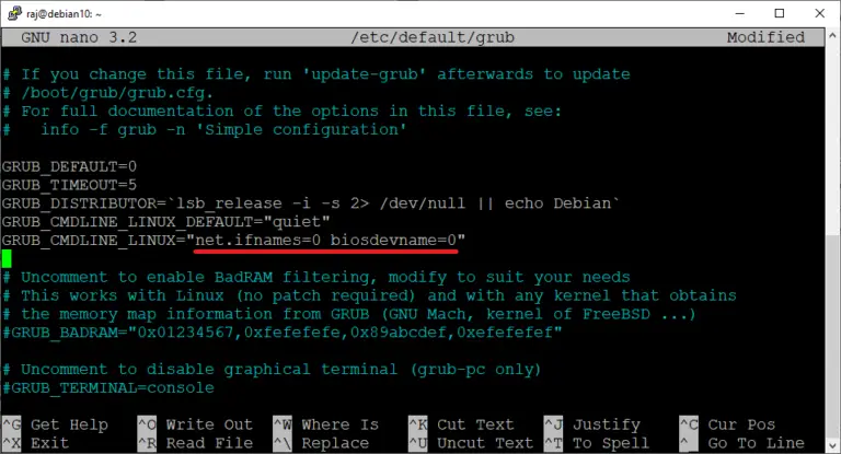 Change Default Network Name (ens33) to eth0 on Debian 10 / Debian 9