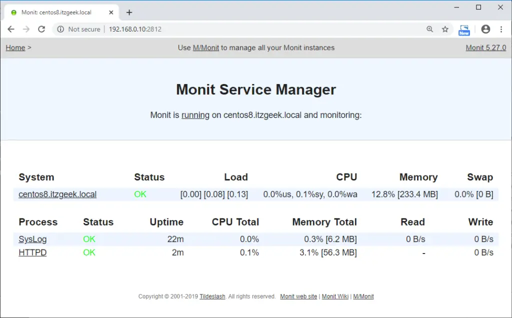 How To Install Monit on CentOS 8 / RHEL 8 | ITzGeek